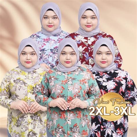 [view] Fs 2xl 3xl Plus Size Muslimah Blouse Lola Sweet Floral 8103
