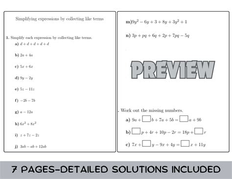 Simplifying Equations Worksheet