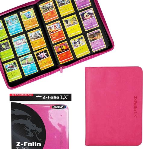 Bcw Gaming Z Folio 9 Pocket Lx Album Pink Holds 360 Cards Zipper