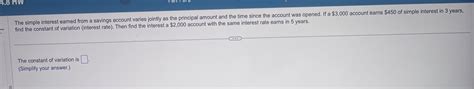 Solved The Simple Interest Earned From A Savings Account Chegg