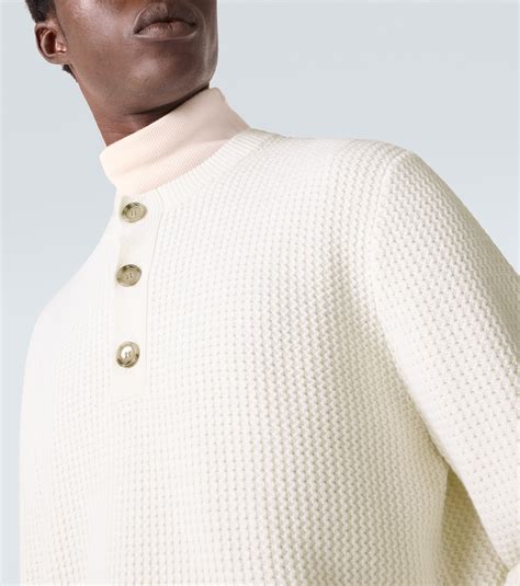 Waffle Knit Wool And Cashmere Sweater In White Allude Mytheresa