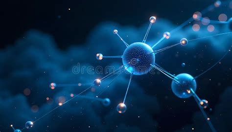 A Close Up View Of A Blue Molecular Structure With Connected Spheres And A Dark Blurred