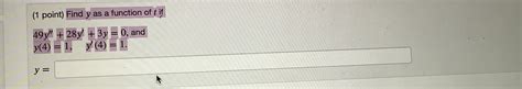 solved 1 ﻿point ﻿find y ﻿as a function of t