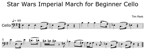 Star Wars Imperial March For Beginner Cello Sheet Music For Cello