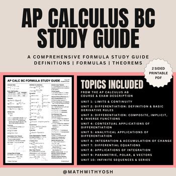 Ap Calculus Formula List Bc Calculus Formula Sheet Mtsivc