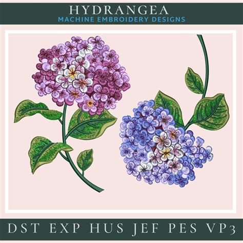 Hydrangea Embroidery Design Floral Machine Embroidery Digital File