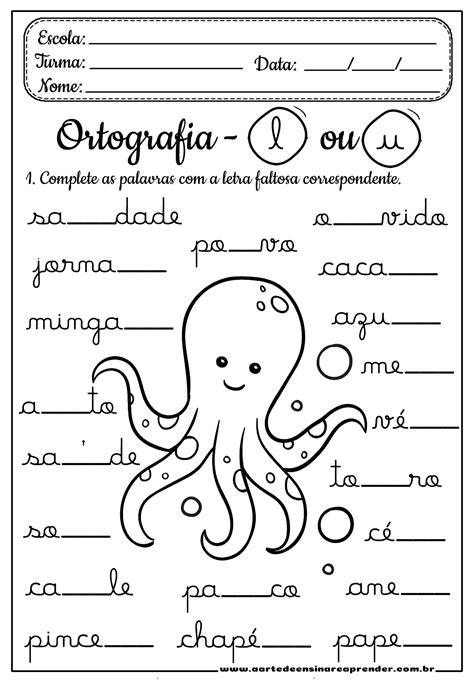 Atividade Sobre Ortografia 5 Ano