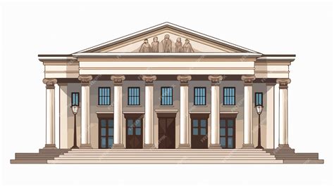 Classical Style Facade With Columns Vector Illustration Premium Ai