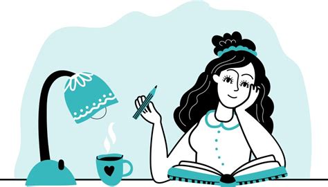 Happy Young Girl Write Diary Bullet Journal Vector Image