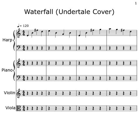 Waterfall Undertale Cover Sheet Music For Harp Piano Violin Viola