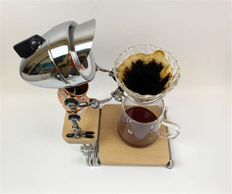 Steampunk Robot Pour Over Coffee Stand With Light Industrial Style