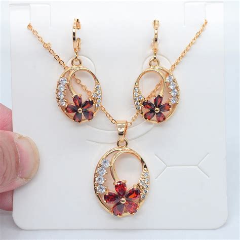 18k Yellow Gold Filled Women Fashion Multicolor Topaz Oval Flower