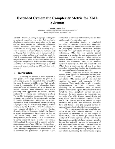 Pdf Extended Cyclomatic Complexity Metric For Xml Schemas
