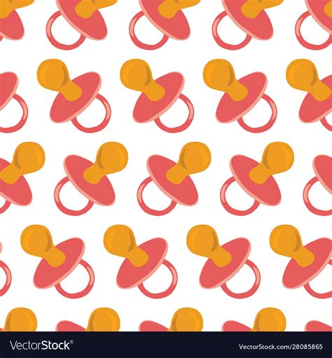 Pacifier Pink Seamless Pattern Repeating Vector Image