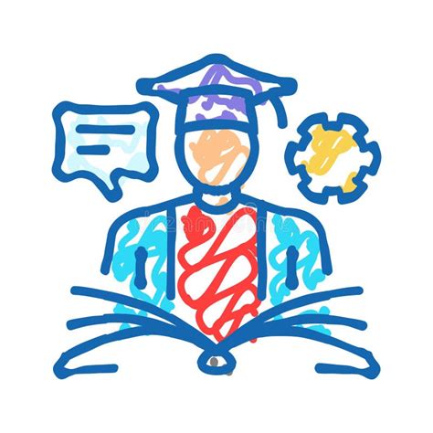 Exam Preparation College Teacher Icon Doodle Illustration Stock Vector