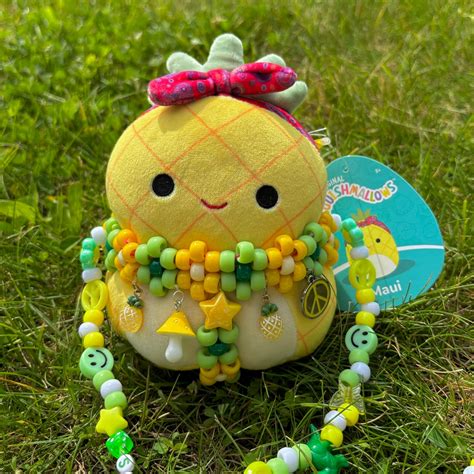 5 Pineapple Squishmallow With Kandi Harness Necklace Etsy