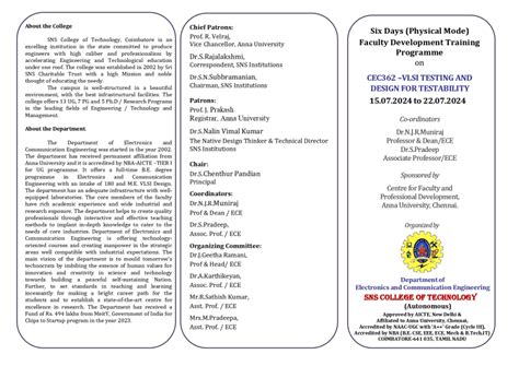 Anna University Sponsored Fdp On Vlsi Testing And Design For Stability