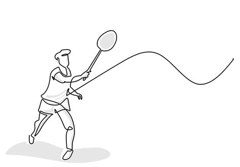 Badminton Player Continuous Line Drawing Sport Game Hand Drawn