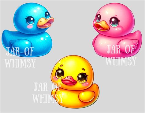 Watercolour Rubber Ducky Clipart Chibi Kawaii Rubber Duck Png Digital