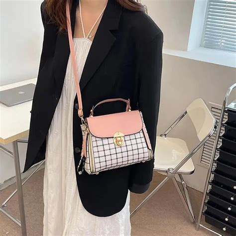 Badu Bg Малки чанти през рамо Чанта с горна дръжка от изкуствена кожа Карирана сладка квадратна