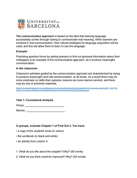 Assessed Task 1 Clt Task 1 The Communicative Approach Is Based On The Idea That Learning