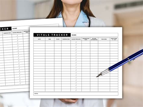Vitals Tracker Chart Vitals Sign Sheet Vitals Signs Log Medical