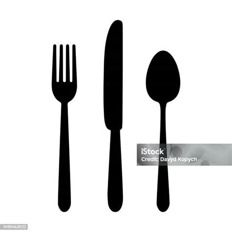 The Contours Of The Cutlery Spoon Knife Fork Ready To Use Vector