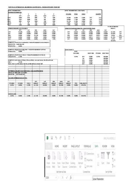 fin model class10 portfolio optimization sharpe ratio solver analysis pdf modern portfolio