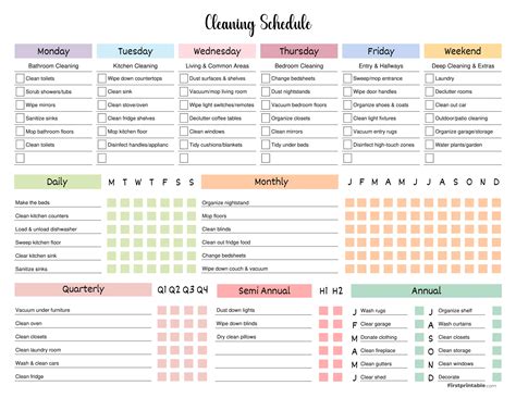 Cleaning Schedule And Checklist Free Pdf Templates