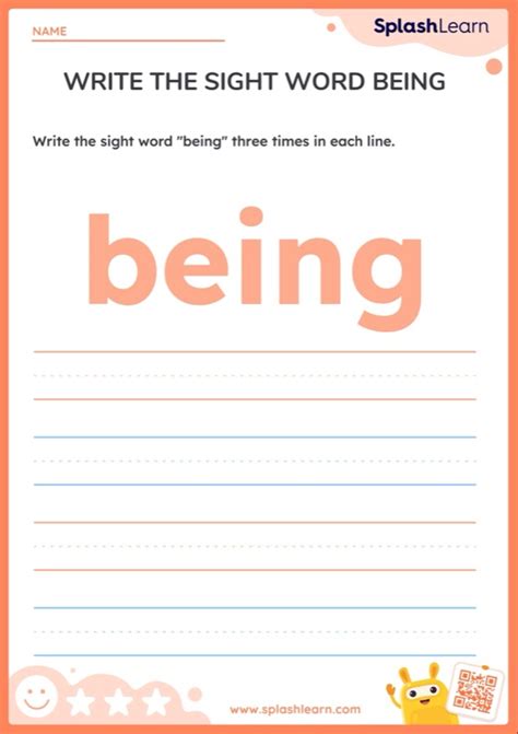 Write The Sight Word Being — Printable Ela Worksheet