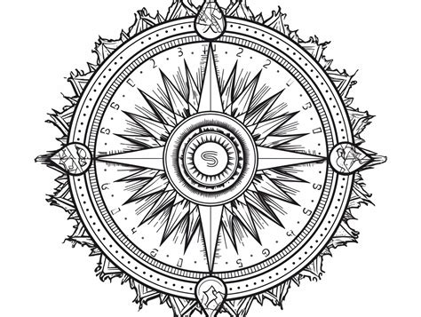 Timeless Compass Design To Color Coloring Page