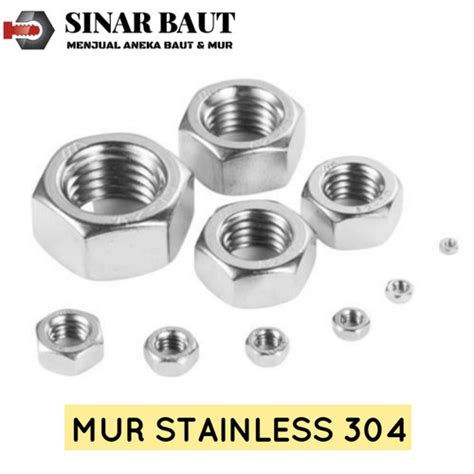 Jual Mur Stainless M3 M4 M5 M6 M8 M10 M12 M14 M16 M18 M20 3m Kota