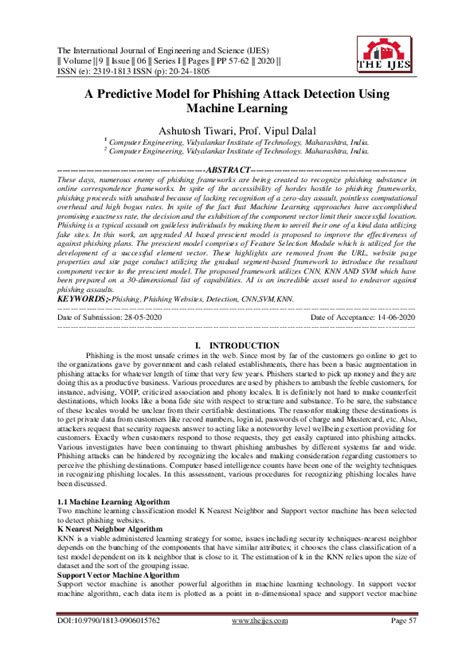 Pdf A Predictive Model For Phishing Attack Detection Using Machine Learning