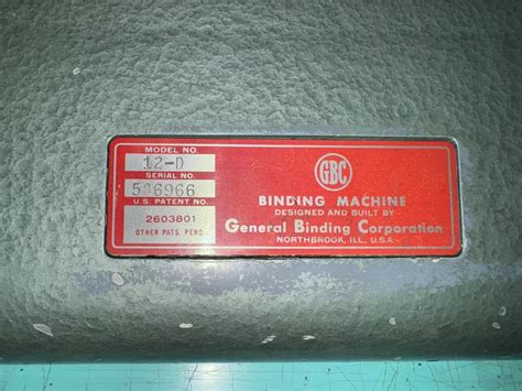 Gbc Comb Binder Bookbinding Machine Model 12d Good Working Condition