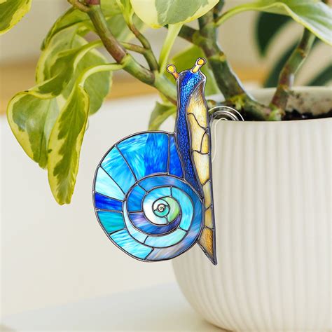 Ppgejgek Acrylic Potted Planter Insert Decoration With Snail Design For