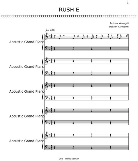 Rush E Sheet Music For Piano
