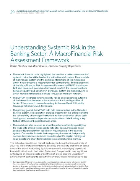 Understanding Systemic Risk In The Banking Sector Thus Models Of The
