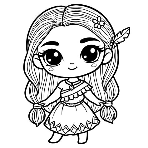 Chibi Pocahontas Värityskuva Lataa Tulosta Tai Väritä Verkossa