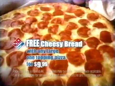 2001 Dominos Pizza Commercial： Free Cheesy Bread Promotion Aired