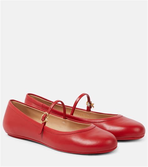 Carla Leather Mary Jane Flats In Red Gianvito Rossi Mytheresa