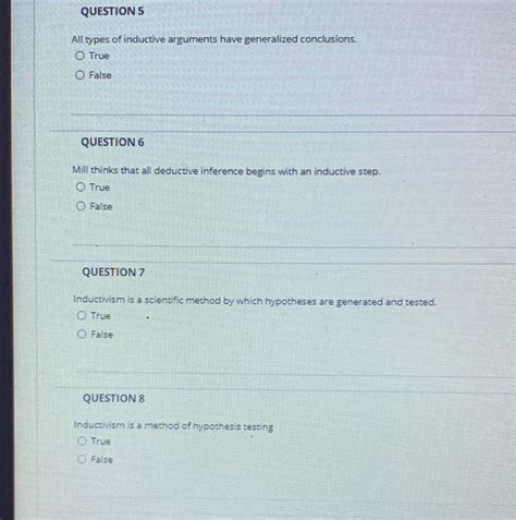Solved QUESTION All Types Of Inductive Arguments Have Chegg