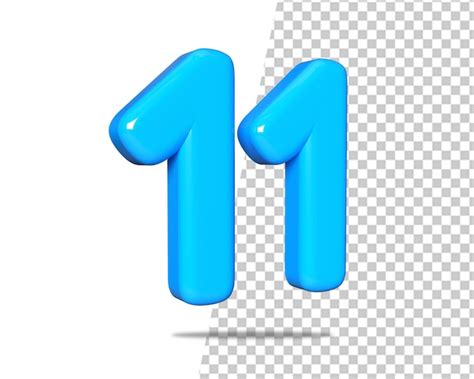 Premium Psd Number 11 Blue Eleven Text 3d Logo