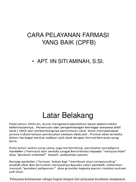 Pedoman Cpfb Dalam Pelayanan Farmasi Pdf Kesehatan Holistik