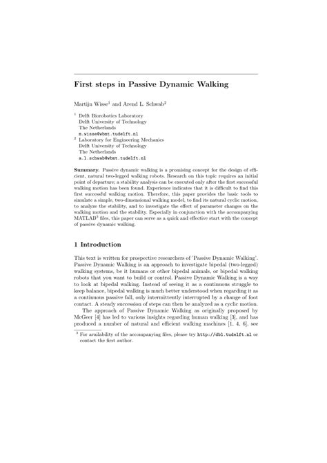 Pdf First Steps In Passive Dynamic Walking Pdf First Steps In Passive Dynamic Walking