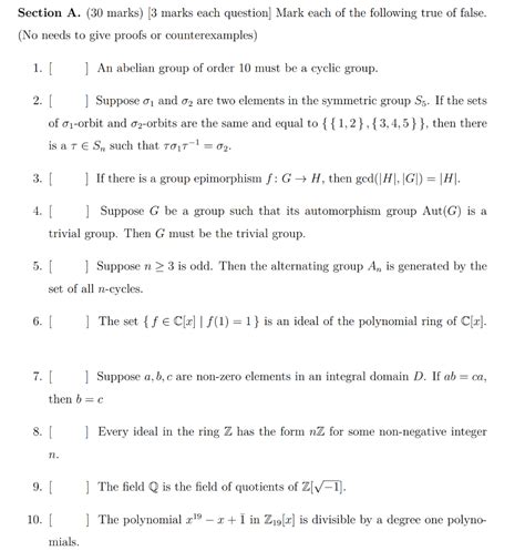 Solved Section A Marks Marks Each Question Mark Chegg
