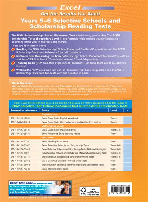 Excel Selective Schools And Scholarship Reading Tests Years 56