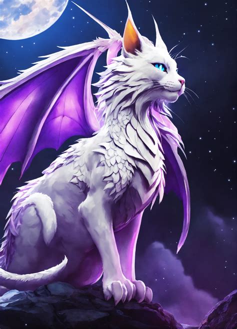 Lexica White Purple Dragon Cat With Wings The Wizard Fantasy Anime
