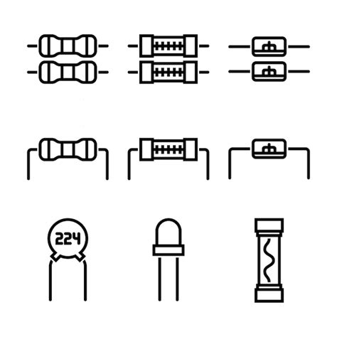 Premium Vector Electronic Components Line Vector Elements Icons