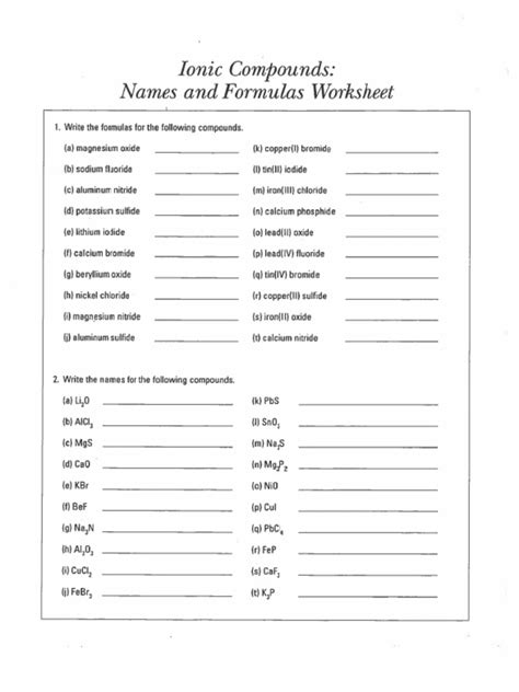 Ionic Compound Formula Writing Worksheet Pdf