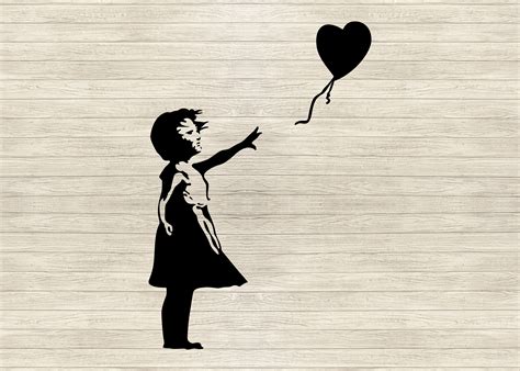 Banksy Girl Heart Balloon Stencil Svg Dxf Alone Waiting Girl